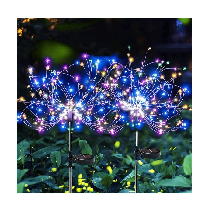 Set 2 lampi solare LED din cupru, tip artificii, 120 LED-uri ...