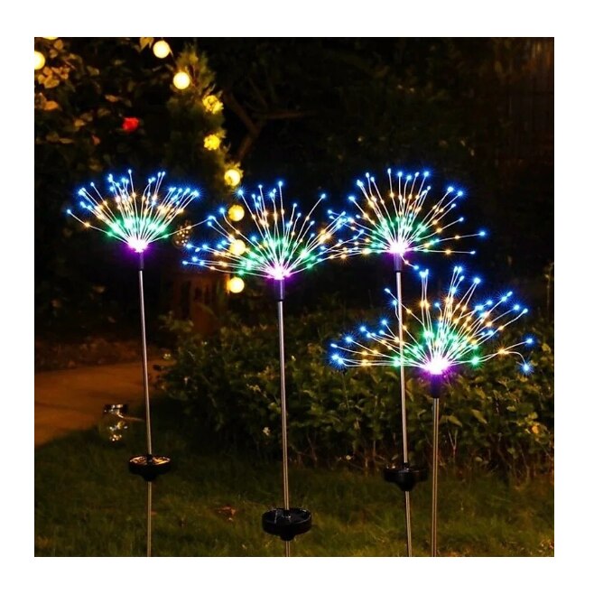 Set 2 lampi solare LED din cupru, tip artificii, 120 LED-uri ...