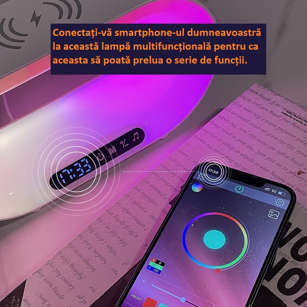 Lampa Smart LED RGB, Multifunctionala, MILARIS®, Functie de Incarcator ...
