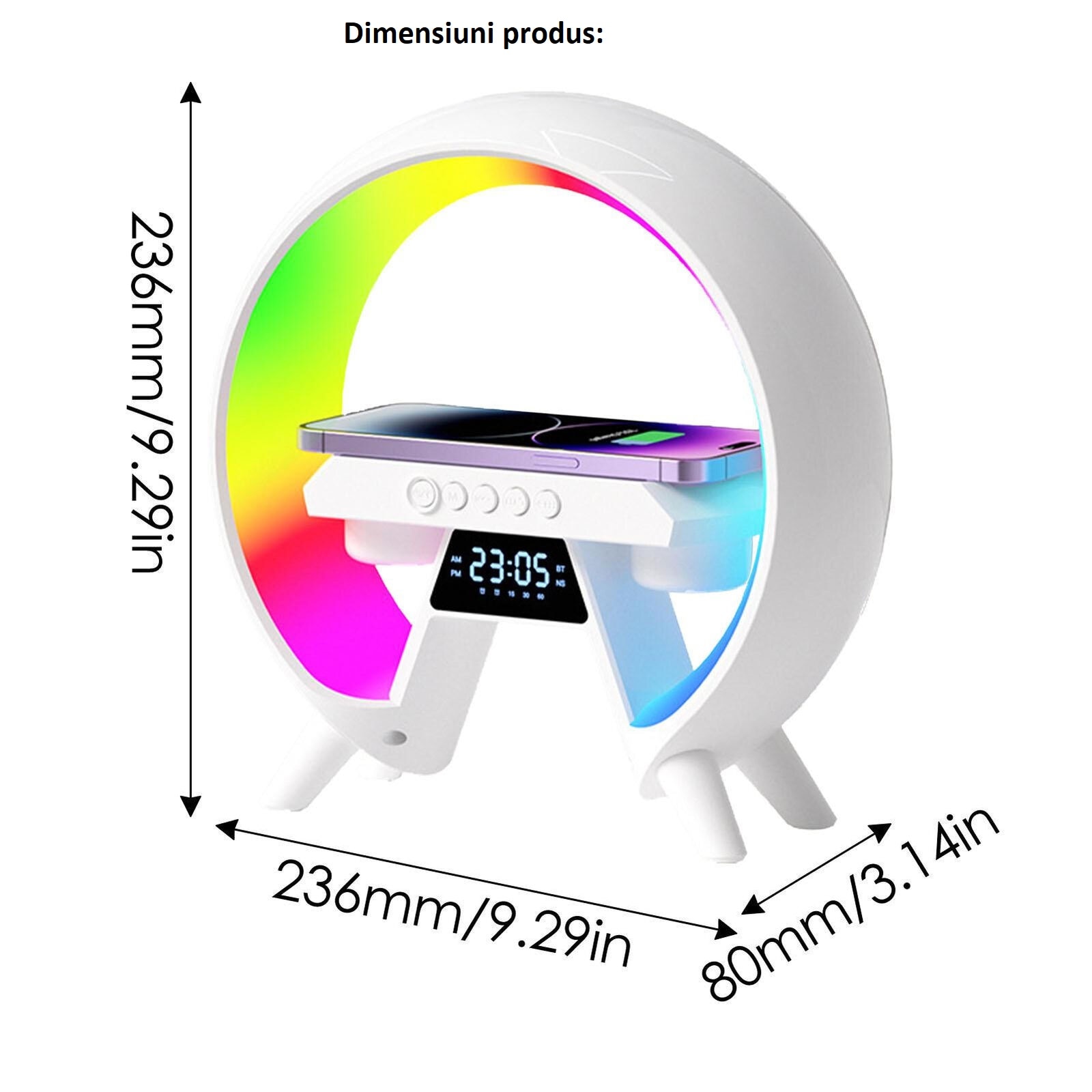 Lampa Smart LED RGB, MILARIS®, Incarcarcare wireless rapida 15W ...