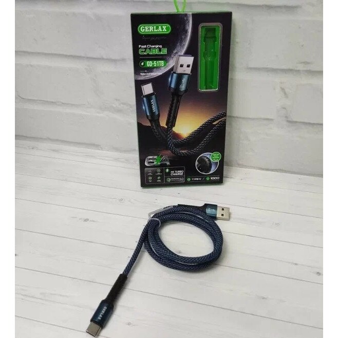 Cablu date si incarcare rapida FastCharge, USB la USB Type-C 6A cu snur ...