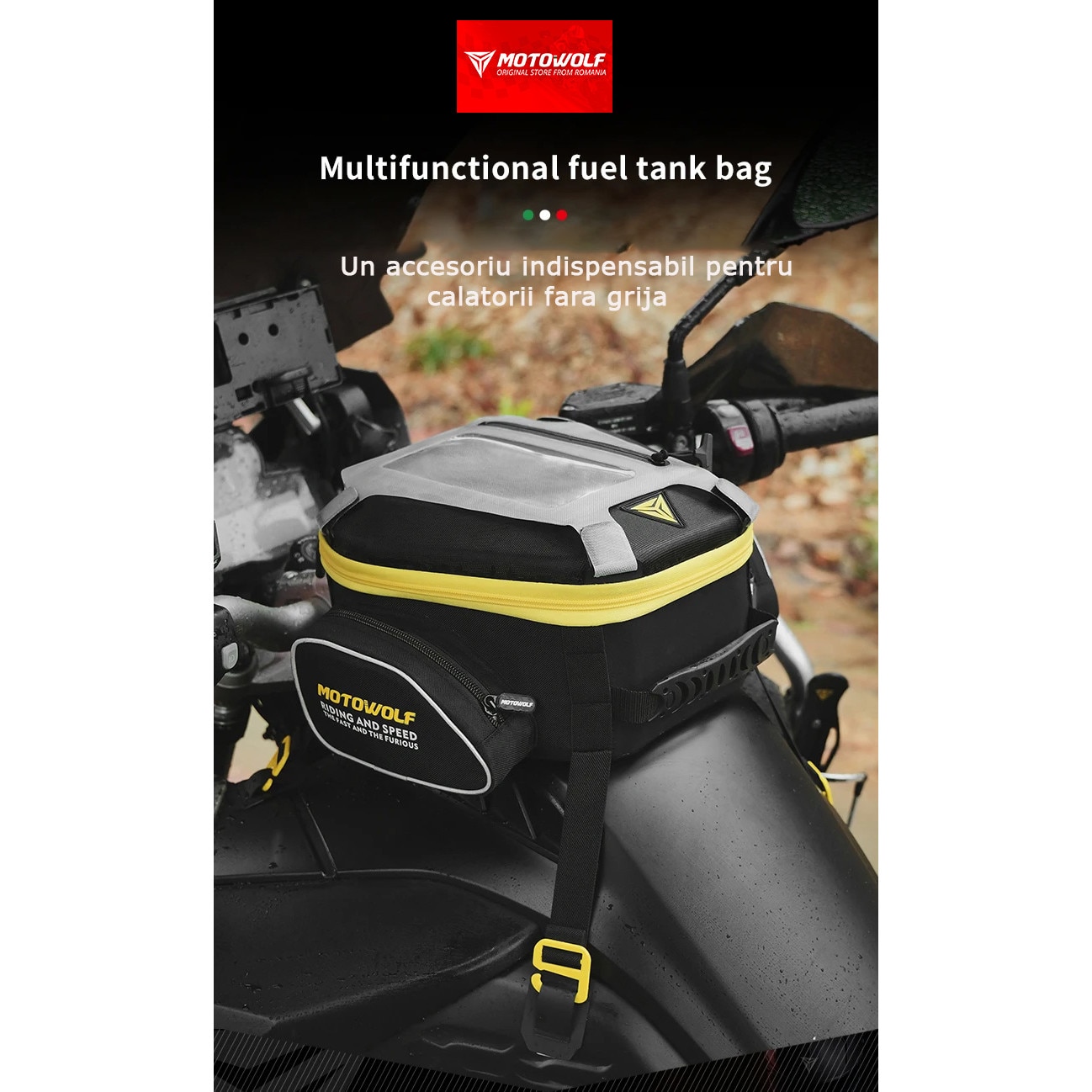 Geanta Moto Rezervor Motowolf Impermeabila cu Prindere Curea si Buzunar ...