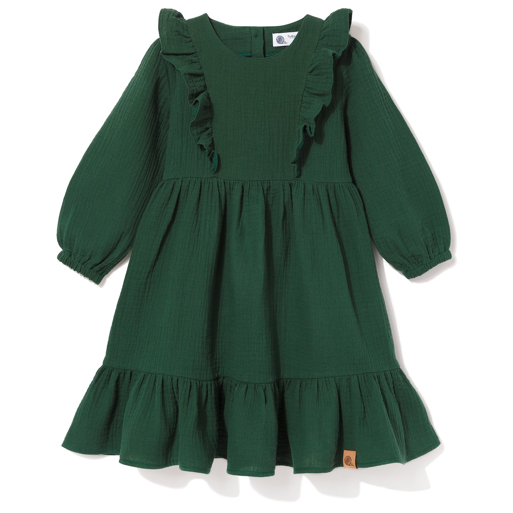 Rochie fetite cu volane, TuSzyte, Bumbac, Verde, 122 cm - eMAG.ro