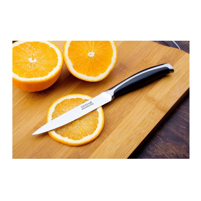 Cutit de tocat, inox, cu maner negru, 12 cm, Kinghoff - eMAG.ro