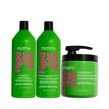 Set pentru parul uscat, Matrix, Food for Soft, Sampon 1000ml + Balsam ...