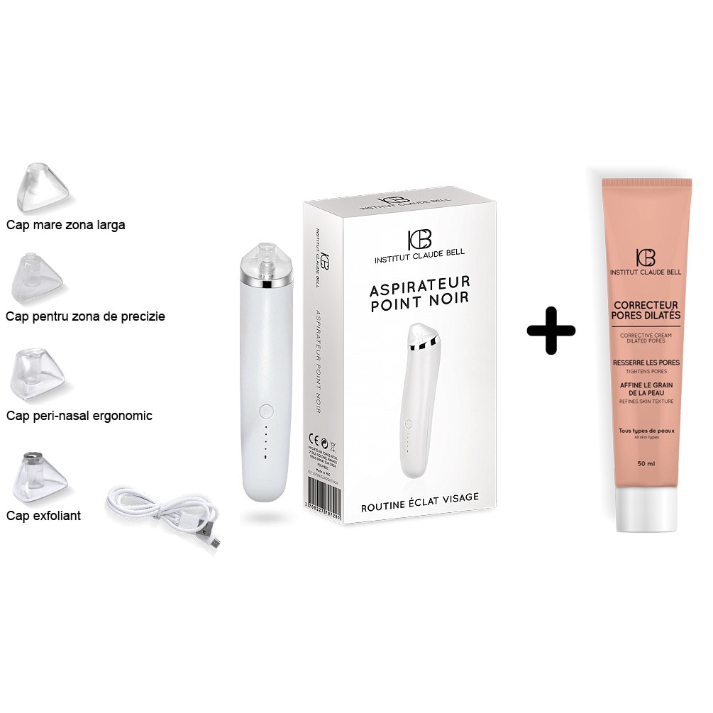 Пакет прахосмукачка за черни точки и коригиращ крем за разширяване на ...