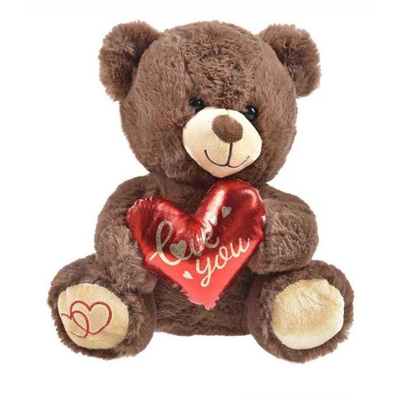 Ursulet de Plus Maro cu Inima Rosie din Folie 25cm - eMAG.ro