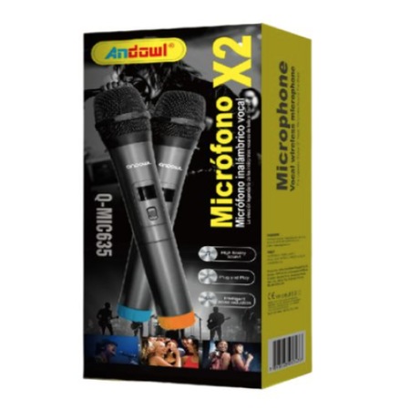 Set 2 microfoane wireless profesionale, Andowl, Q MIC635, negre - eMAG.ro