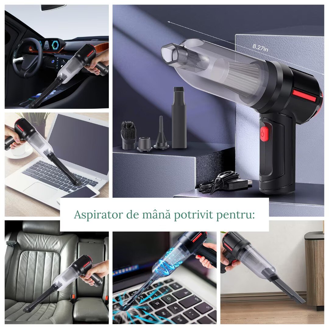 Преносима прахосмукачка Renew Force 120 W, двоен режим на засмукване и ...