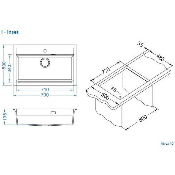Кухненска мивка Alveus Atrox 40, 790x500x195 мм + Смесител Primrose All ...