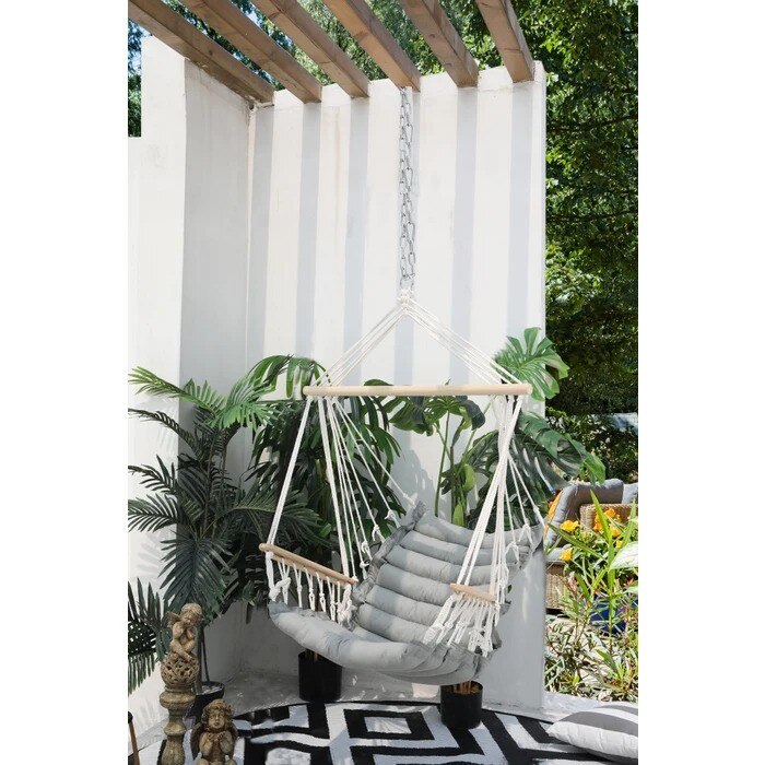 Hamac tip scaun, cu bara din lemn, ideal pentru gradina, dar si pentru ...