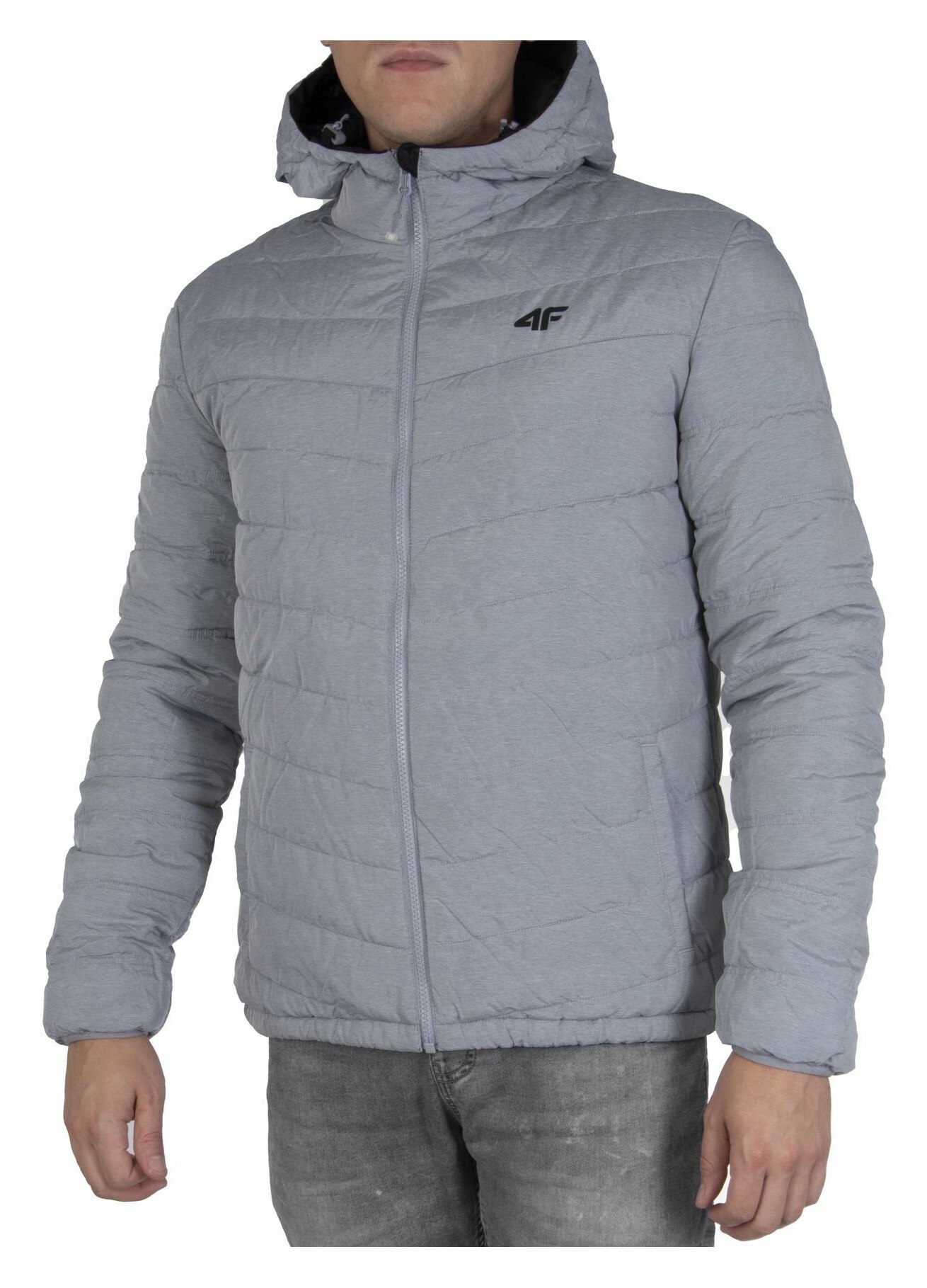 Двустранно зимно мъжко яке, 4F, полиестер, черно/сиво, XL - eMAG.bg