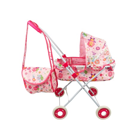 Carucior pentru fetite, Textil/Metal, Cu geanta, 3+, Multicolor - eMAG.ro