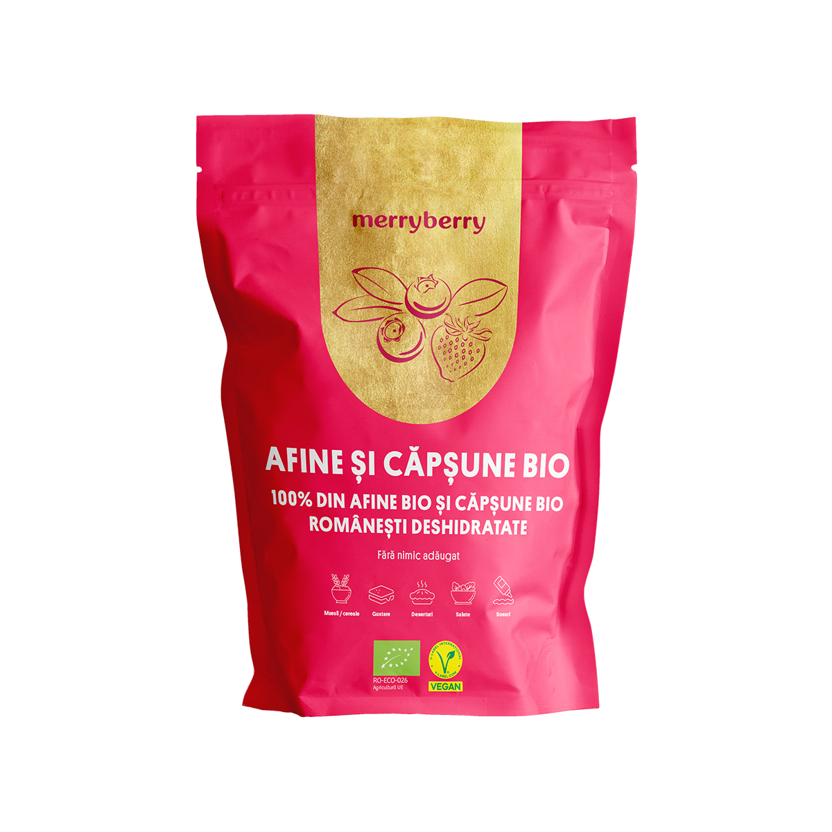 Afine BIO si Capsune BIO Deshidratate 100gr MerryBerry - eMAG.ro