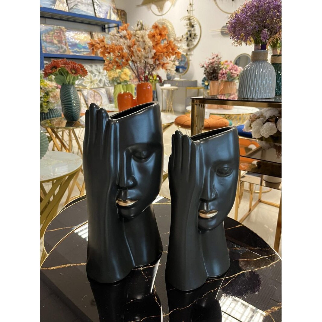 Set 2 vaze "Mask" de culoare neagra - eMAG.ro