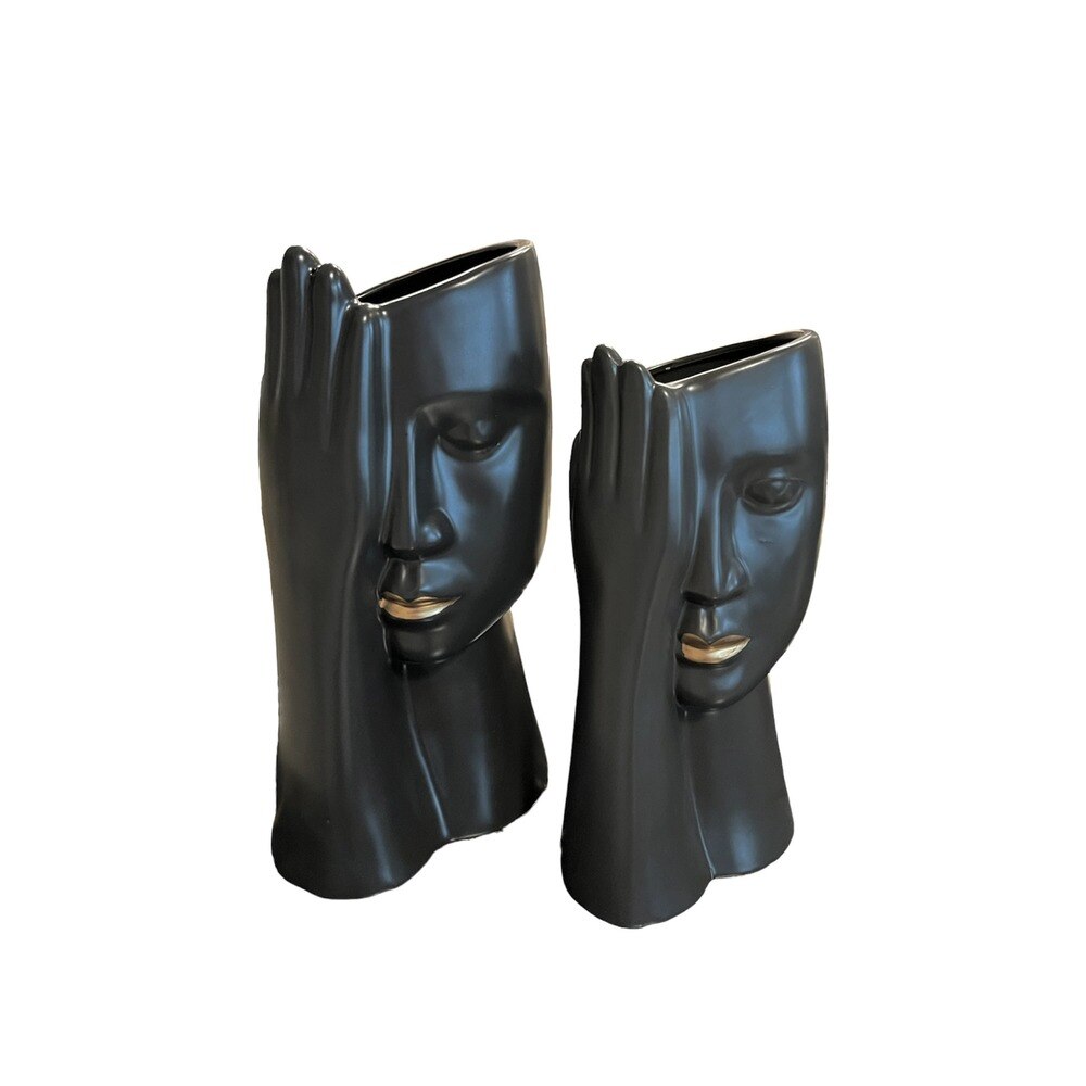 Set 2 vaze "Mask" de culoare neagra - eMAG.ro