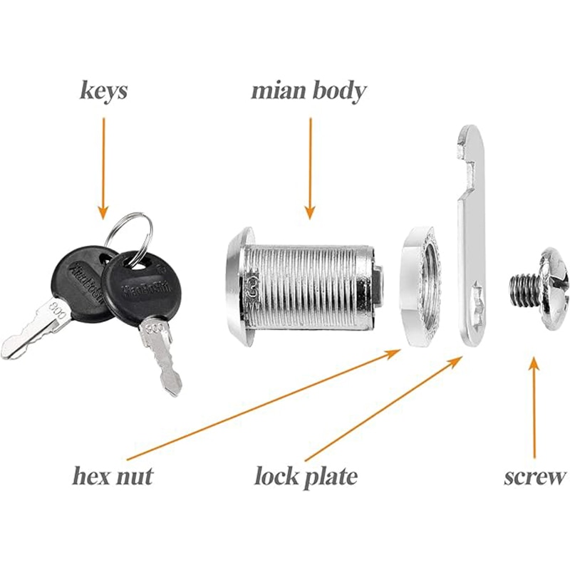 Set incuietoare pentru mobilier, Broasca cu cilindru si cama, 2 chei ...