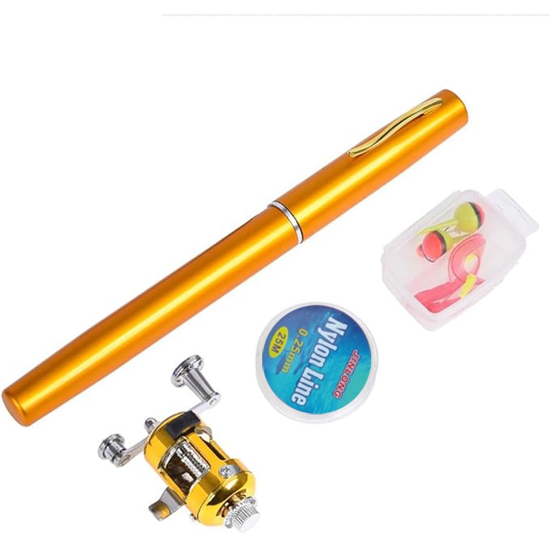 Set de pescuit, mulineta si undita telescopica, 99 cm, forma de stilou ...