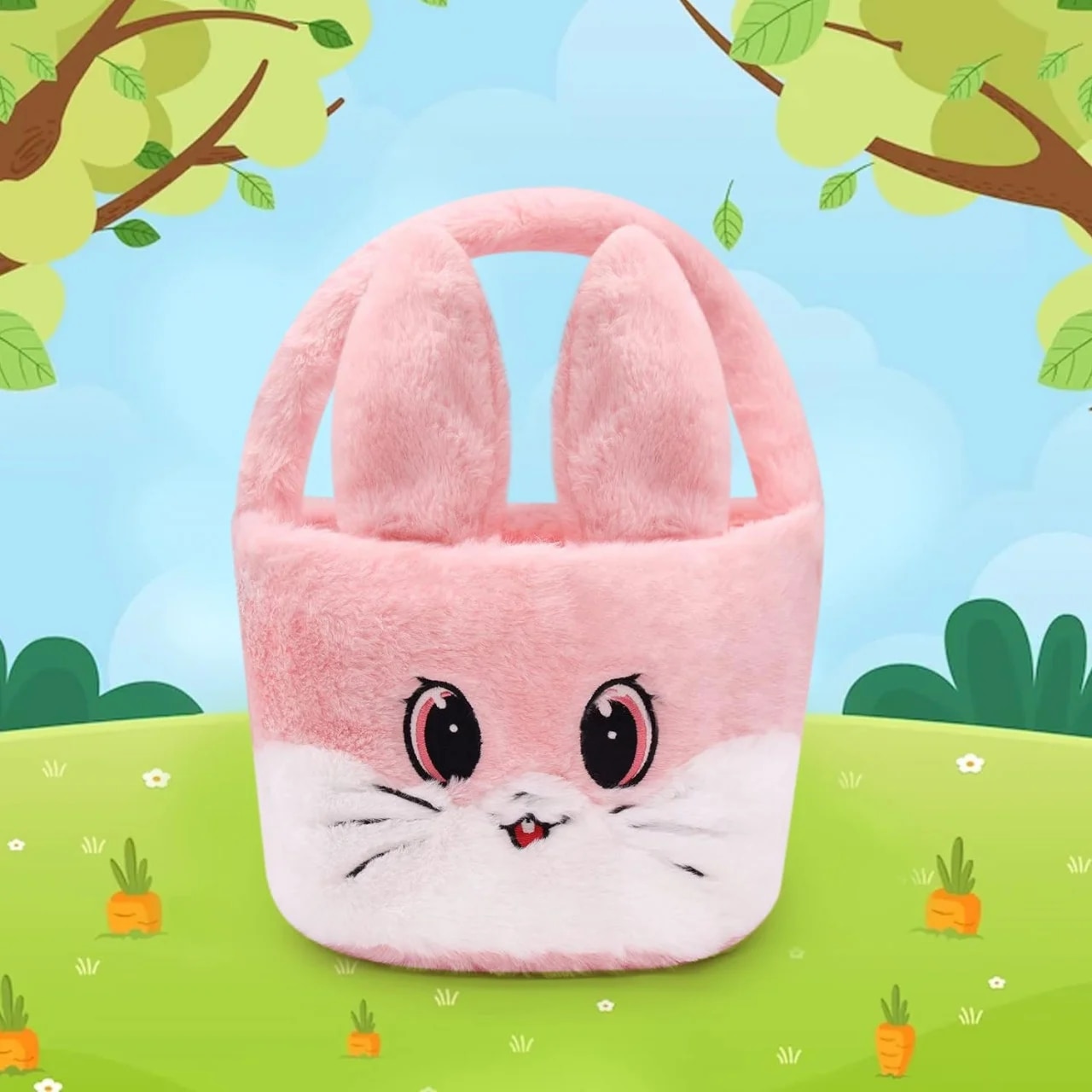 Cosulet de Paste pentru copii Desdfcer, textil, alb/roz, 23 x 34 cm ...