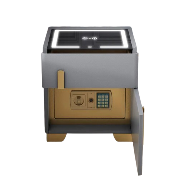 2 Noptiere Smart, Wireless si Seif Incorporat pentru una, Audio, MDF ...