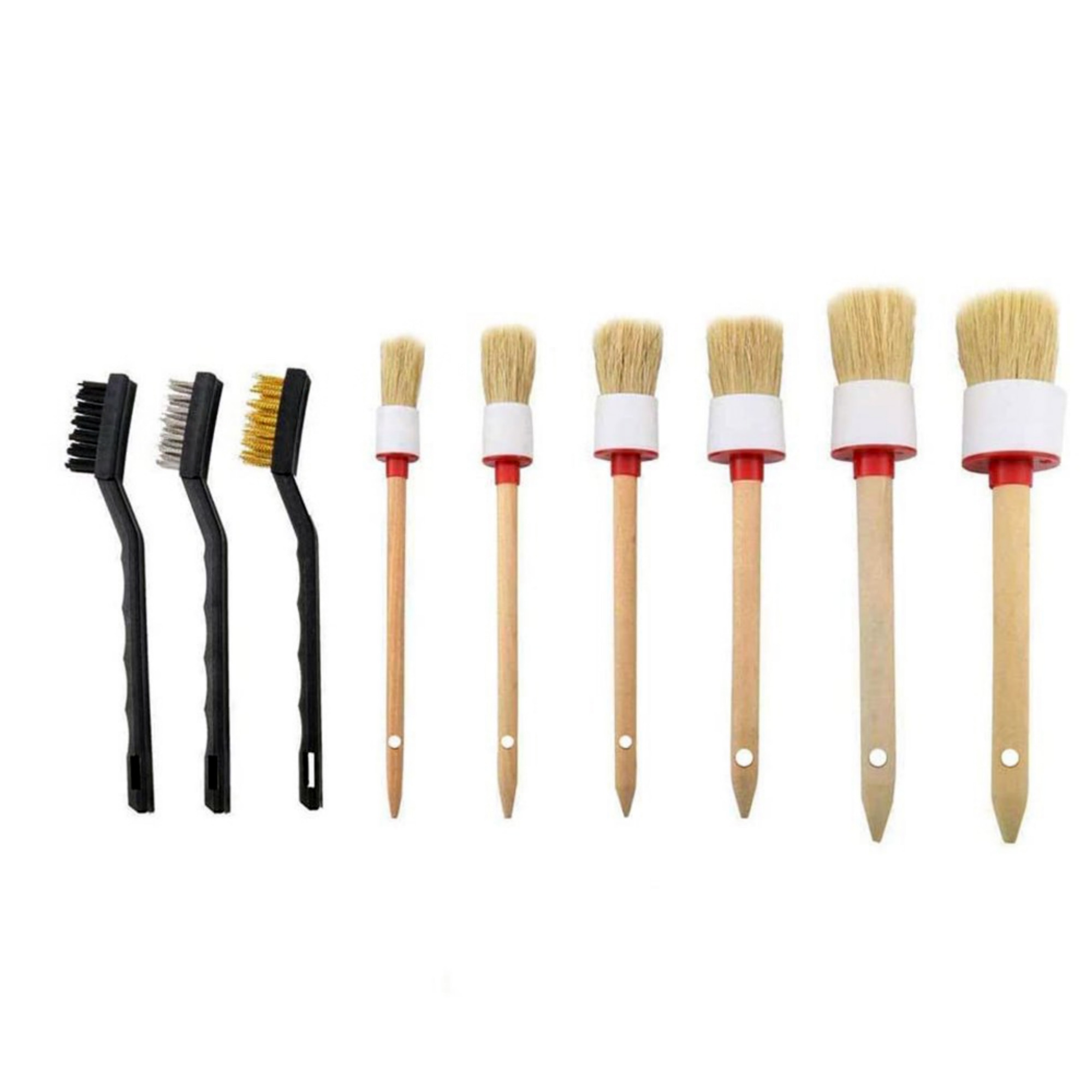 Set 9 pensule si perii profesionale pentru detailing si curatare ...