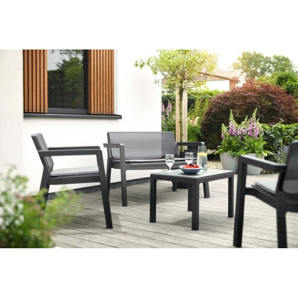 Set 4 piese mobilier gradina, Keter, Plastic, Negru - eMAG.ro