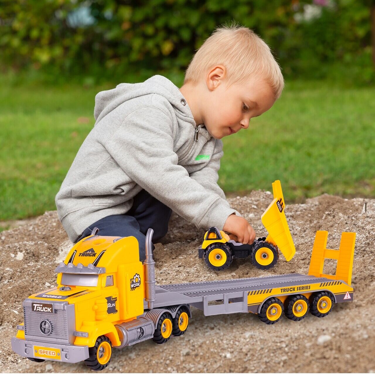 Camion cu Vehicule de Constructii Demontabile idealSTORE, Dimensiuni 54 ...