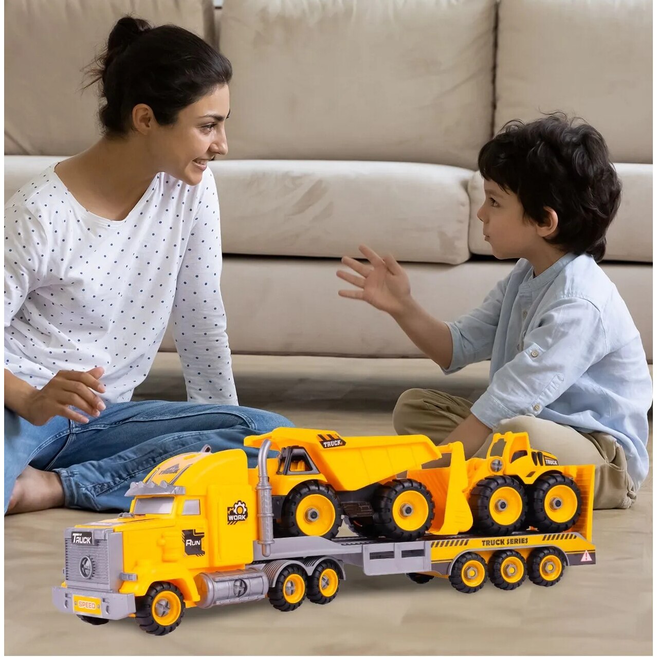 Camion cu Vehicule de Constructii Demontabile idealSTORE, Dimensiuni 54 ...