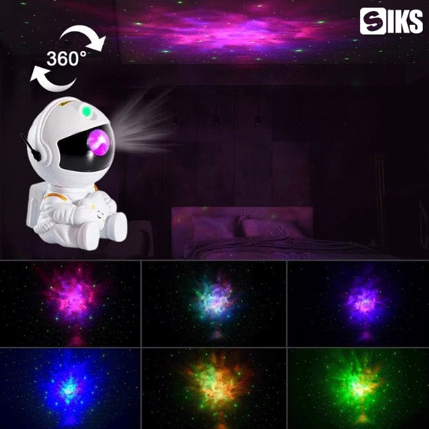 Proiector SIKS Lumini LED Galaxy Astronaut, Cap Magnetic Reglabil 360 ...