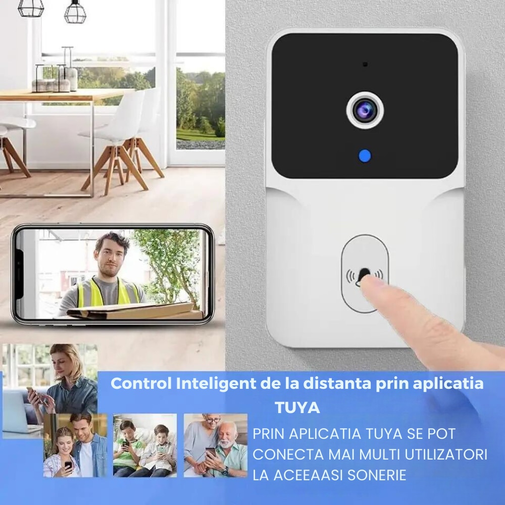 Sonerie Video Wireless, Fara Fir, Rezolutie Video 720P, Night Vision ...