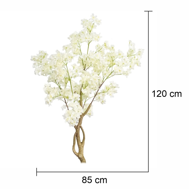 Copac decorativ cu flori artificiale, fara ghiveci, Naimeed D5617 ...