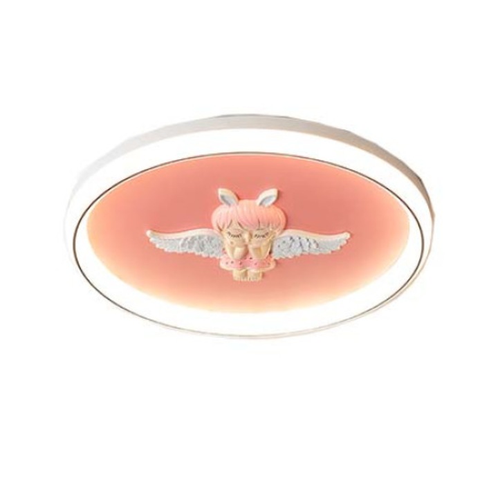 Кръгъл аплик Led лампа за детска стая Розова с дистанционно топла светлина студена светлина