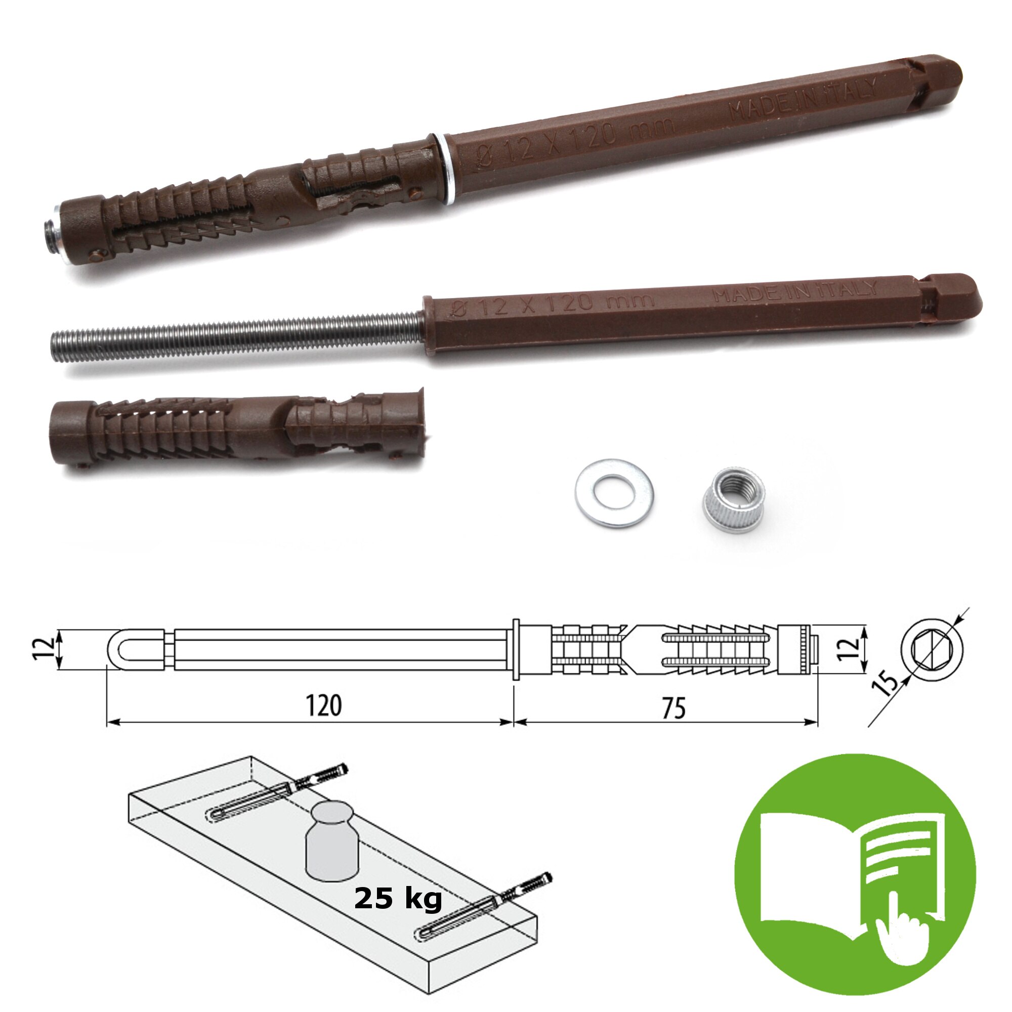 Стенен рафт Moderix PP-NW, Висящ, Стил рустик, Дърво, Черен, 22 см, 100 ...