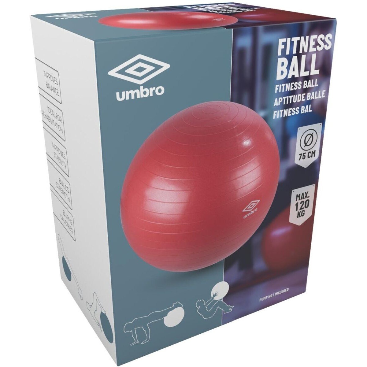 Minge de fitness, Umbro, 75 cm, Rosu - eMAG.ro