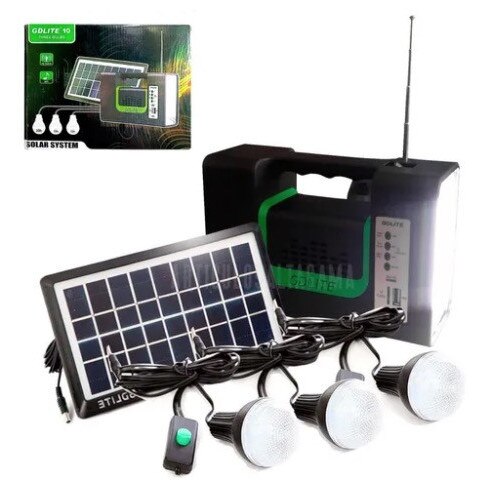 Kit solar GD-Lite 10, dotat cu dispozitive USB cu 3 becuri LED ...
