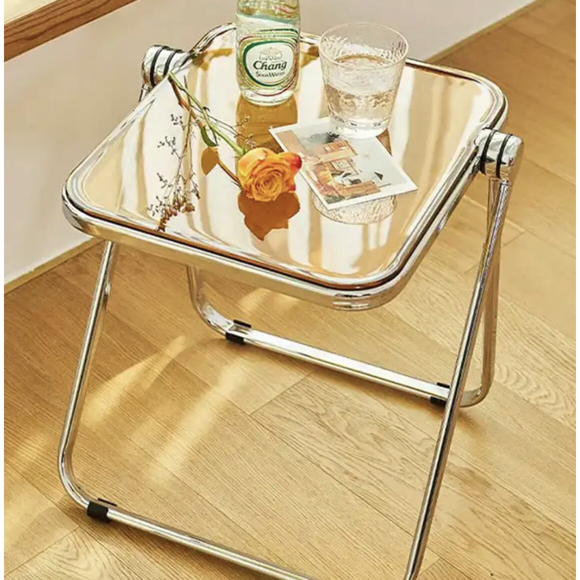 Masuta de cafea pliabila din acril, moderna, pentru canapea birou mic ...