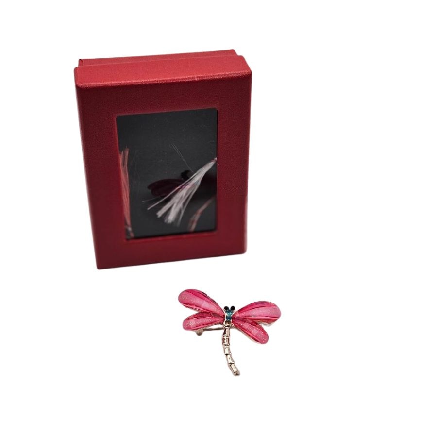 Martisor brosa in cutie de catifea rosie 9 x 5 cm cu fereastra de ...