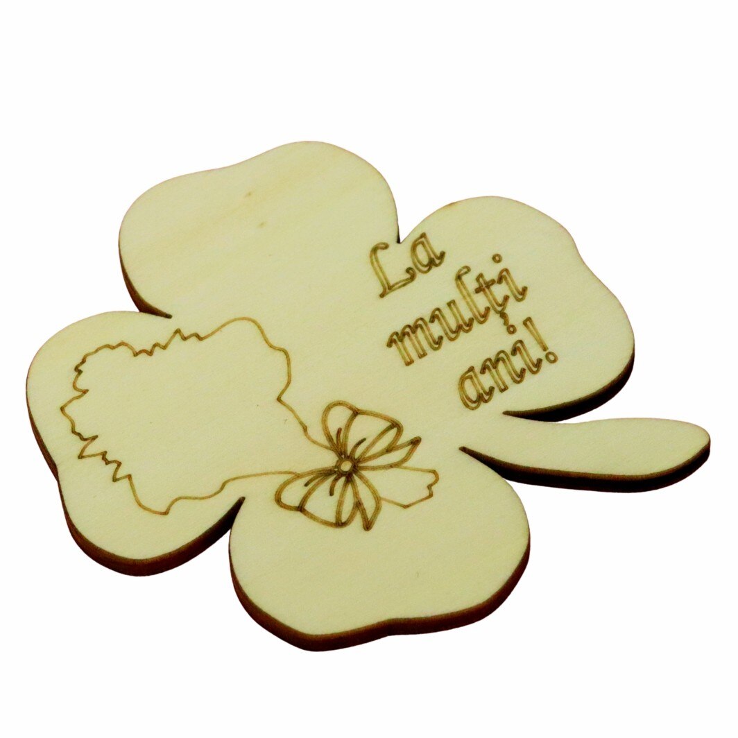 Martisor, Baza pentru flori, Trifoi, La multi ani, Lemn, Primavara, 8×8 ...