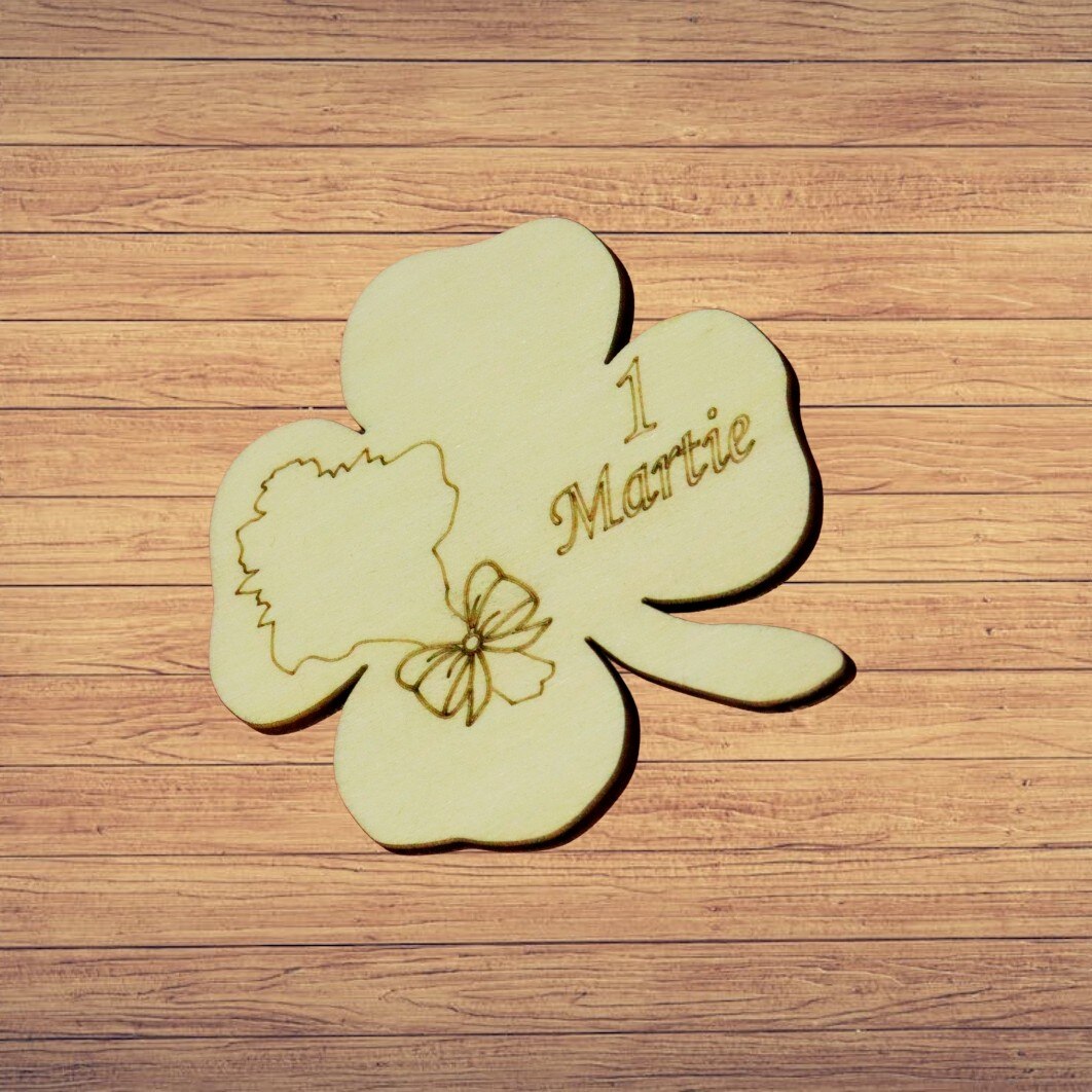 Martisor, Baza pentru flori, Trifoi, 1 Martie, Lemn, Primavara, 8×8 cm ...