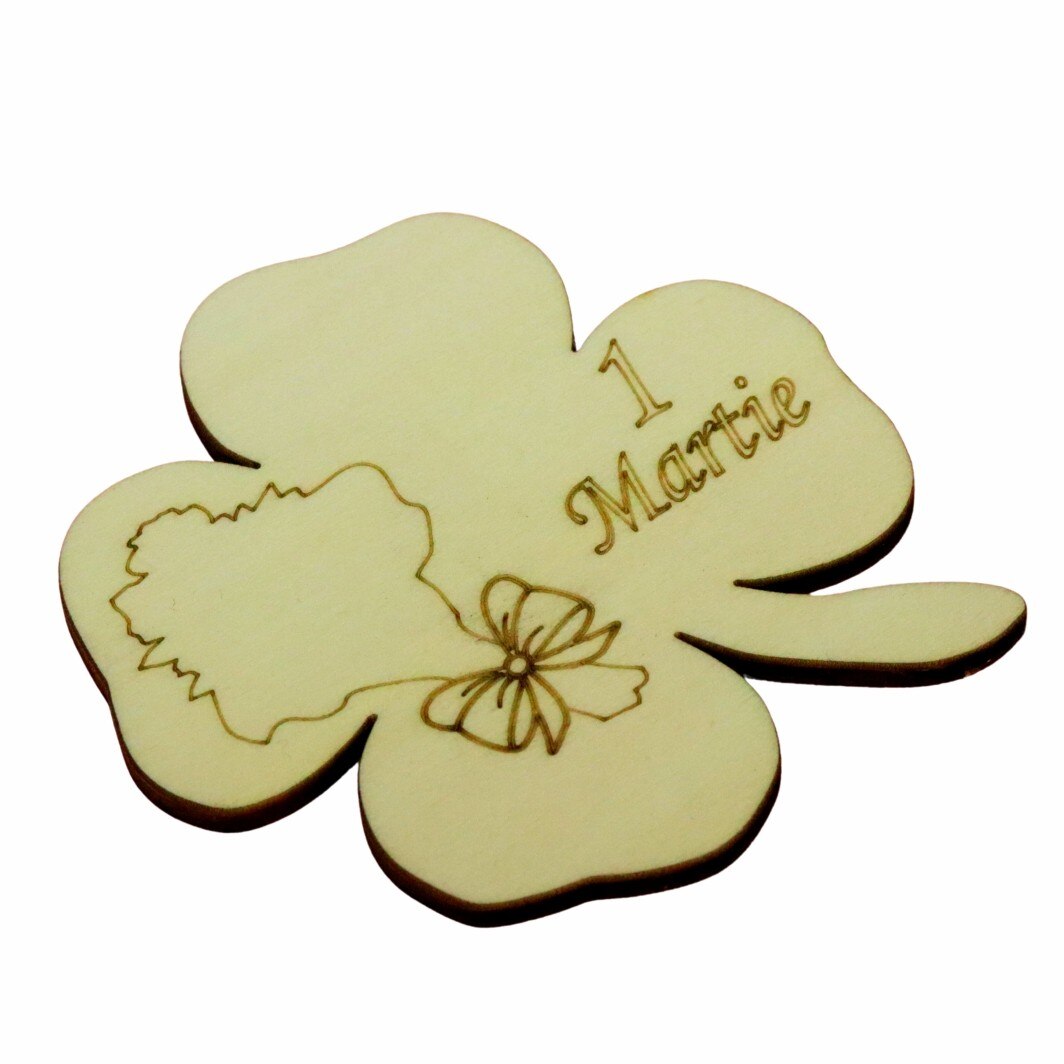 Martisor, Baza pentru flori, Trifoi, 1 Martie, Lemn, Primavara, 8×8 cm ...