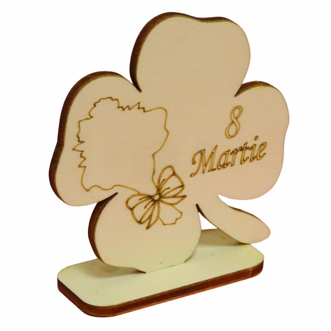 Martisor, Baza pentru flori, Trifoi, 8 Martie, Lemn, Primavara, 8×8 cm ...