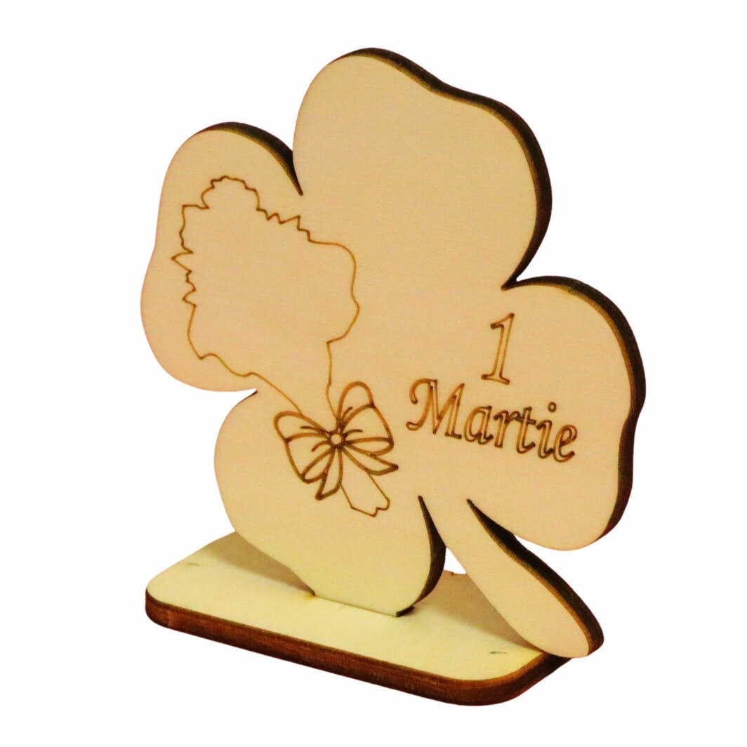 Martisor, Baza pentru flori, Trifoi, 1 Martie, Lemn, Primavara, 8×8 cm ...