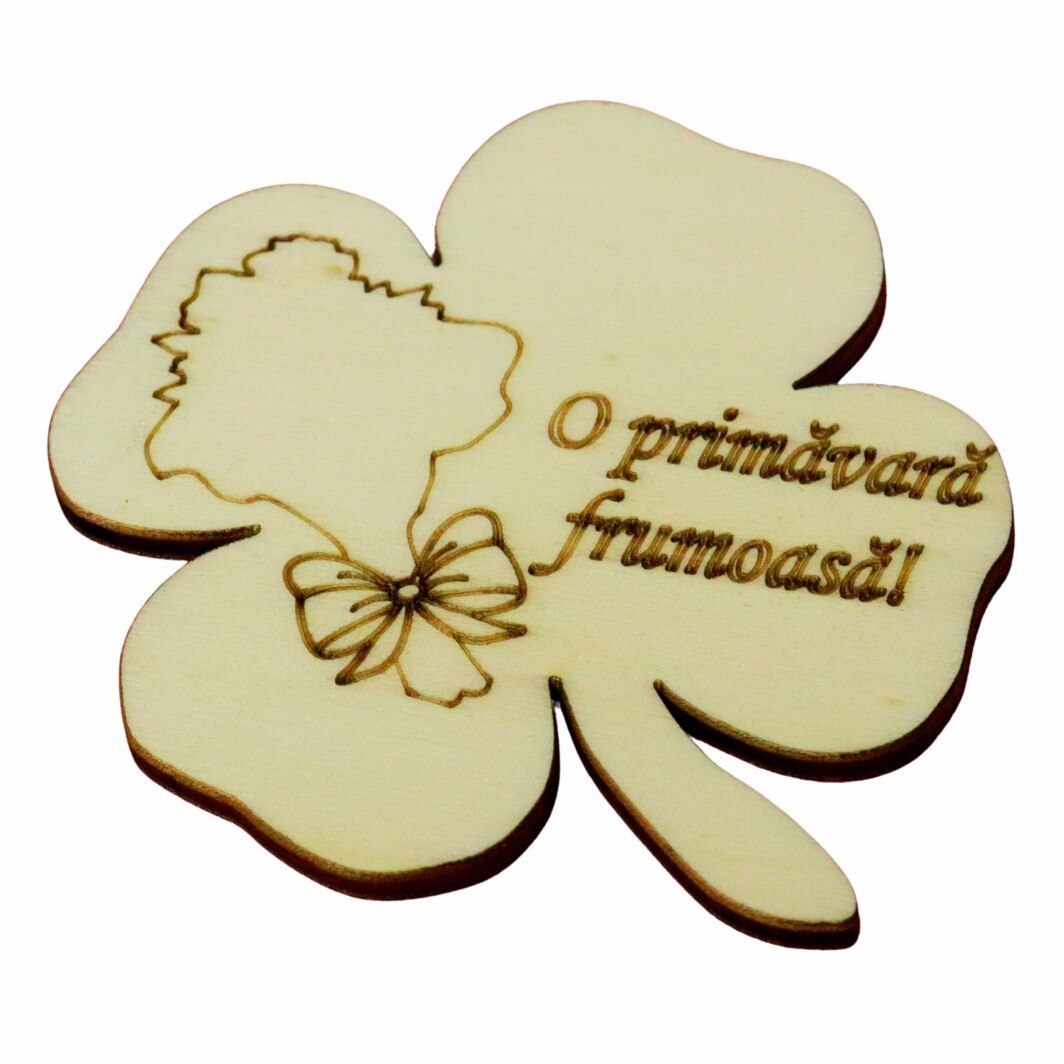 Martisor, Baza pentru flori, Trifoi, Lemn, Primavara, 8×8 cm, BM034 ...