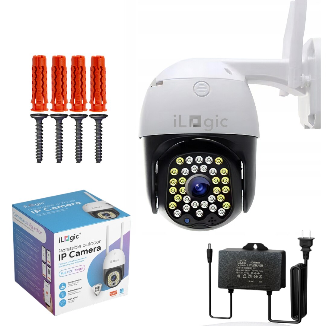 Интелигентна камера, Tuya, Wi-Fi, Ethernet, двупосочен звук, 3Mpx, Full ...