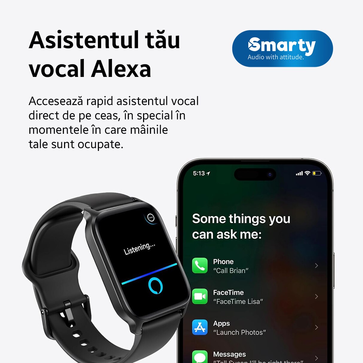 Ceas SmartWatch Smarty® Excellence, 1.8" Touch, Notificari Apel ...