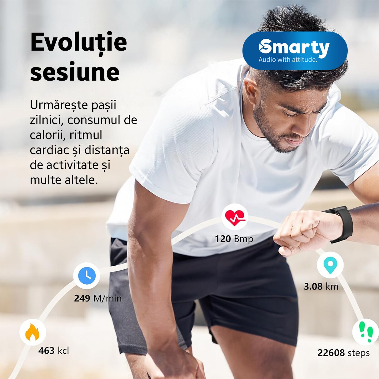 Ceas SmartWatch Smarty® Excellence, 1.8" Touch, Notificari Apel ...