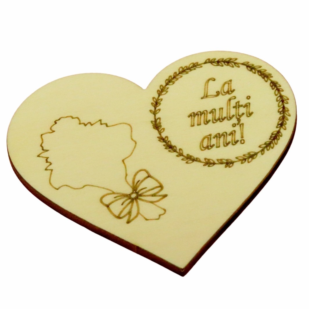 Martisor, Baza pentru flori, Inima, Lemn, La multi ani, Primavara, 10×8 ...