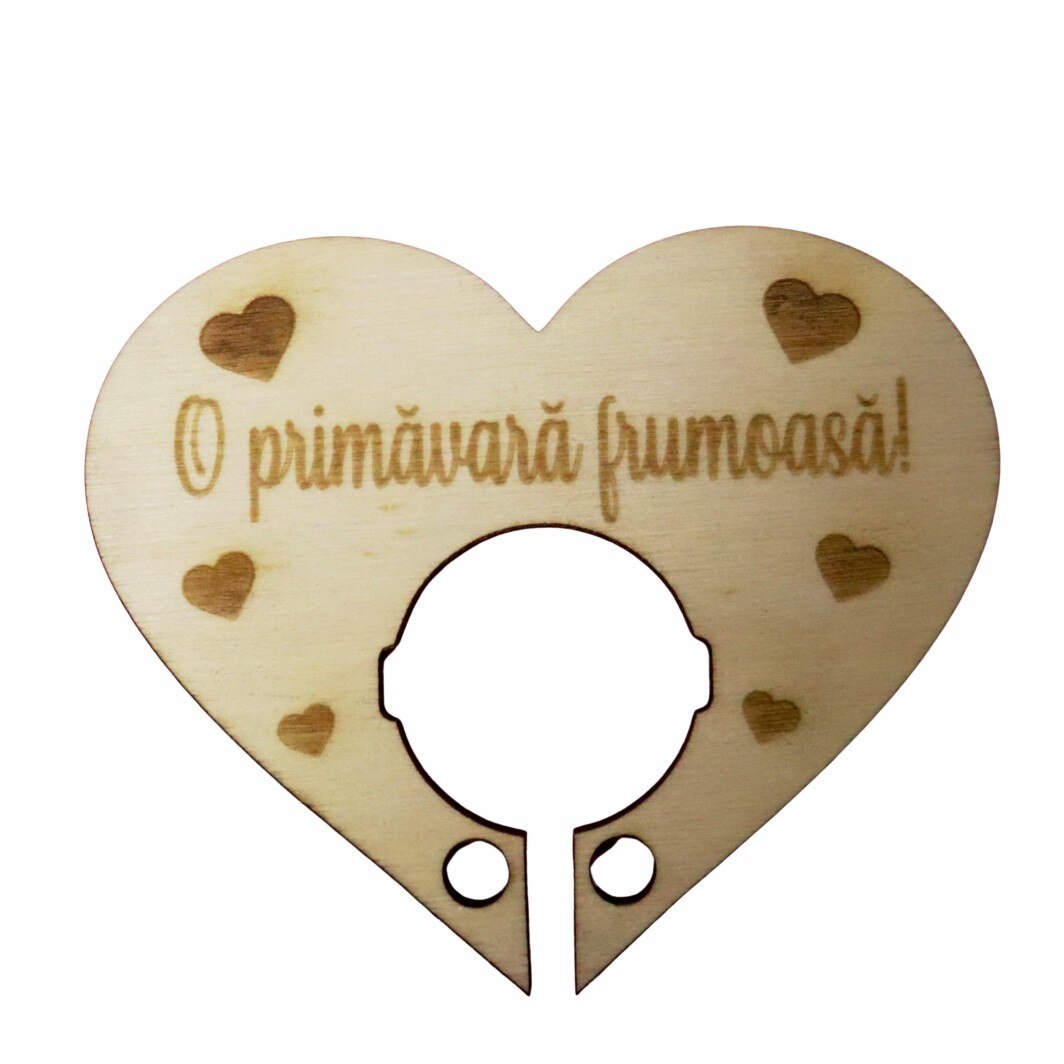 Martisor, Baza acadea, Inima, Lemn, 10×8 cm, Primavara, MB01 - eMAG.ro