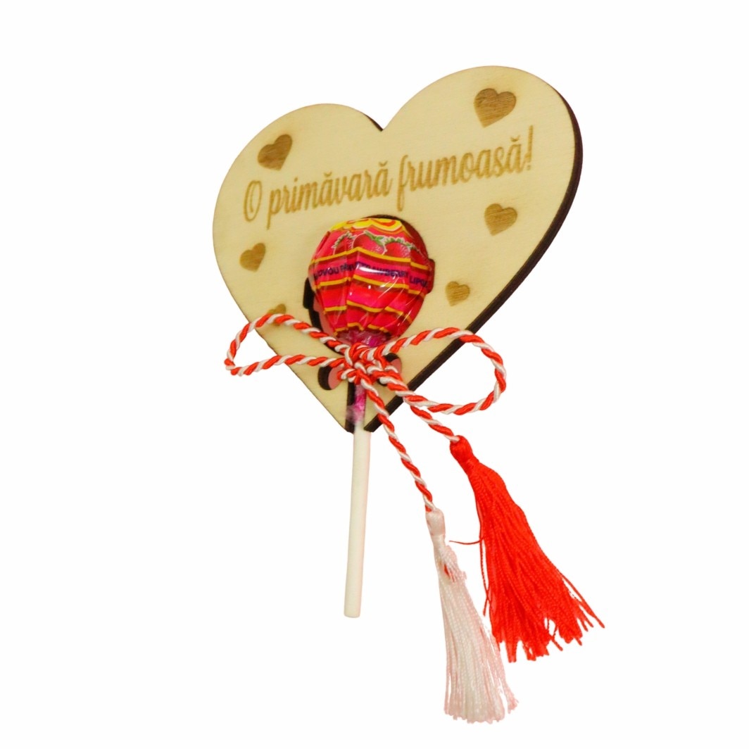 Martisor, Baza acadea, Inima, Lemn, 10×8 cm, Primavara, MB01 - eMAG.ro
