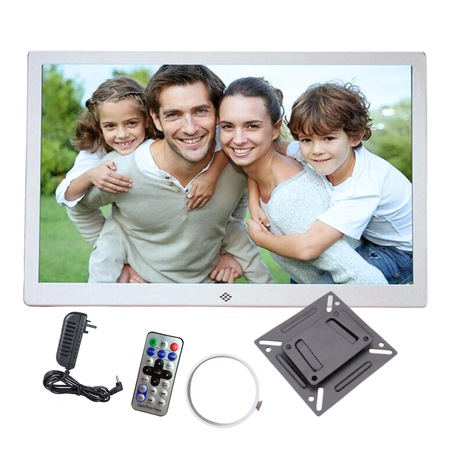 Rama foto digitala 15 inch din aluminiu, USSPY®, slim, LED, ideala ...
